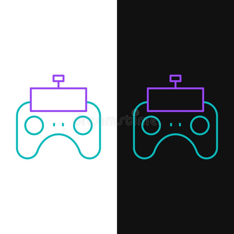 Line Remote Control Icon Isolated on White and Black Background ...