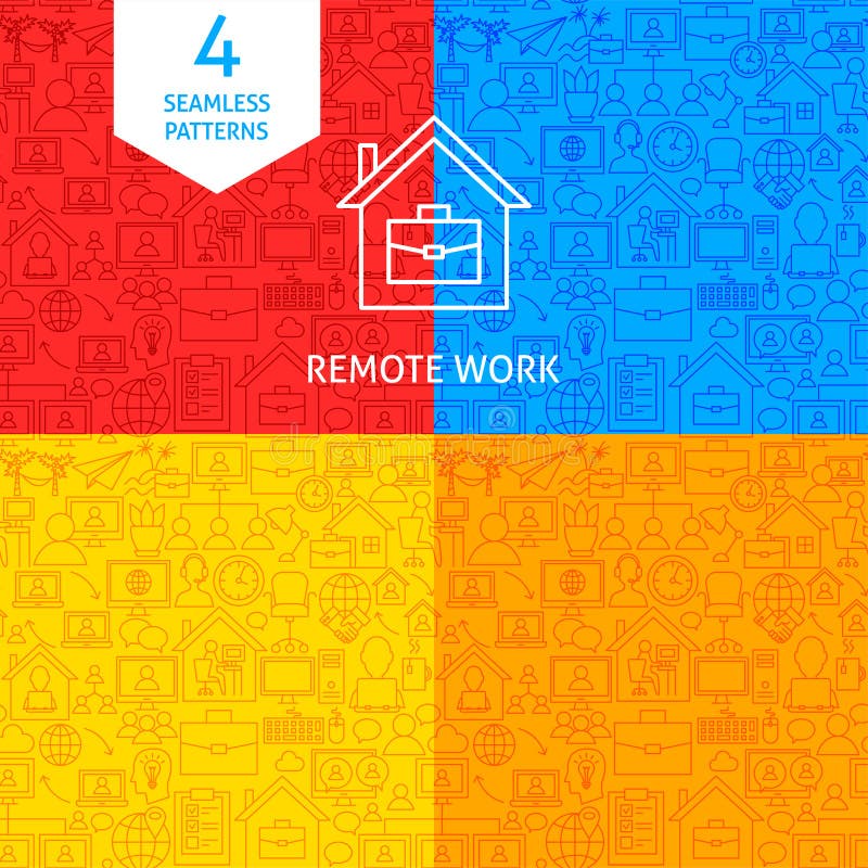 Line Remote Work Patterns stock vector. Illustration of design - 187873805