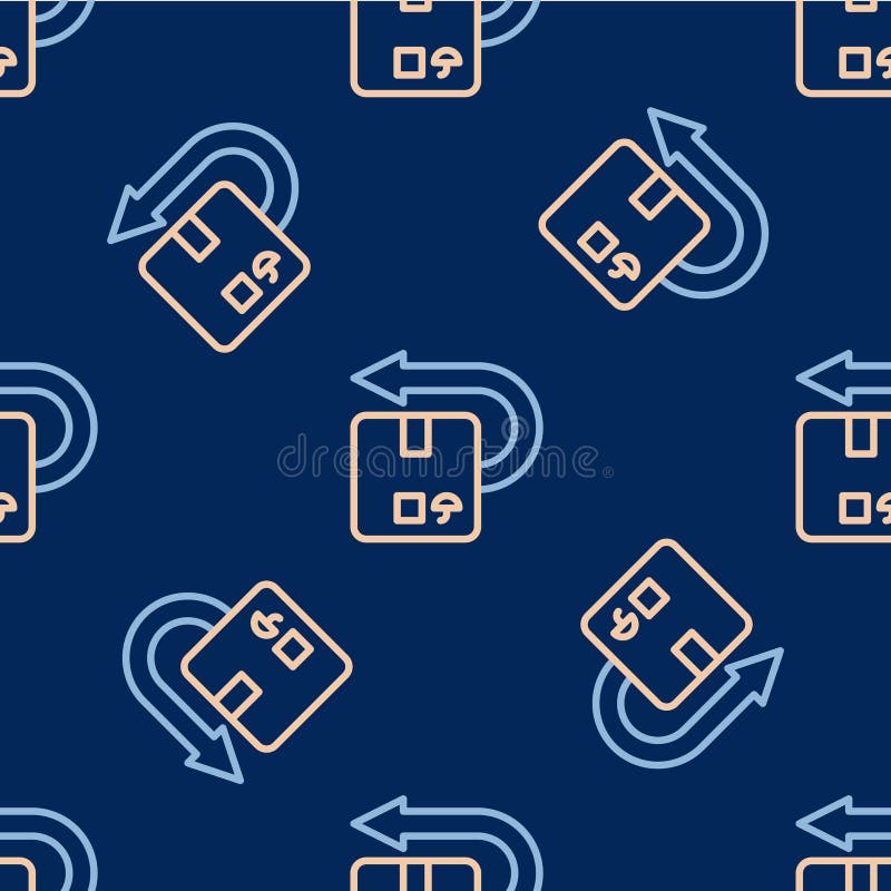 Line Return Cardboard Box Icon Isolated Seamless Pattern on Blue ...