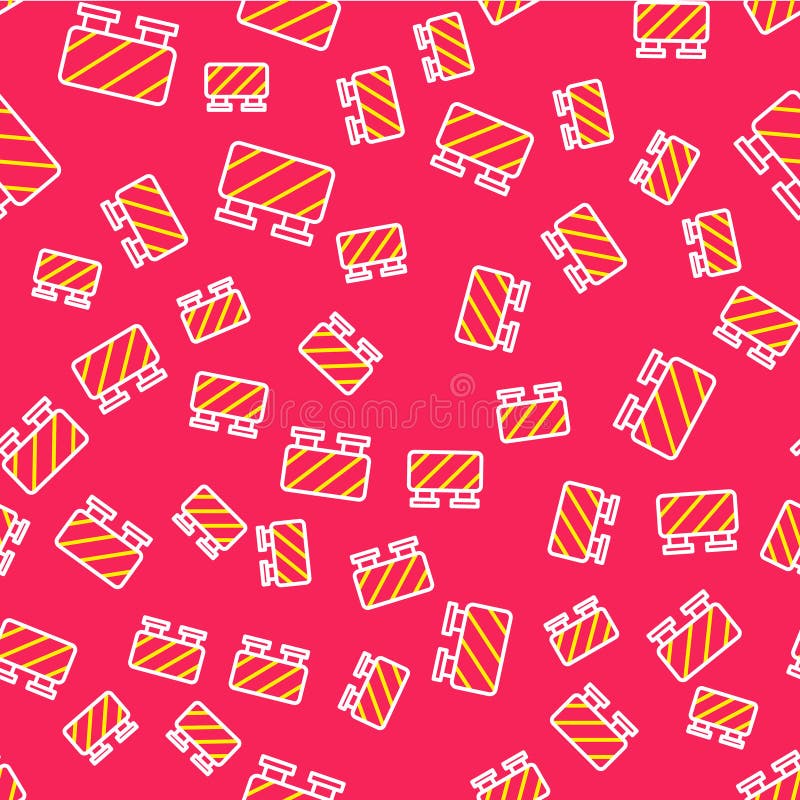 Line Road Barrier Icon Isolated Seamless Pattern on Red Background ...