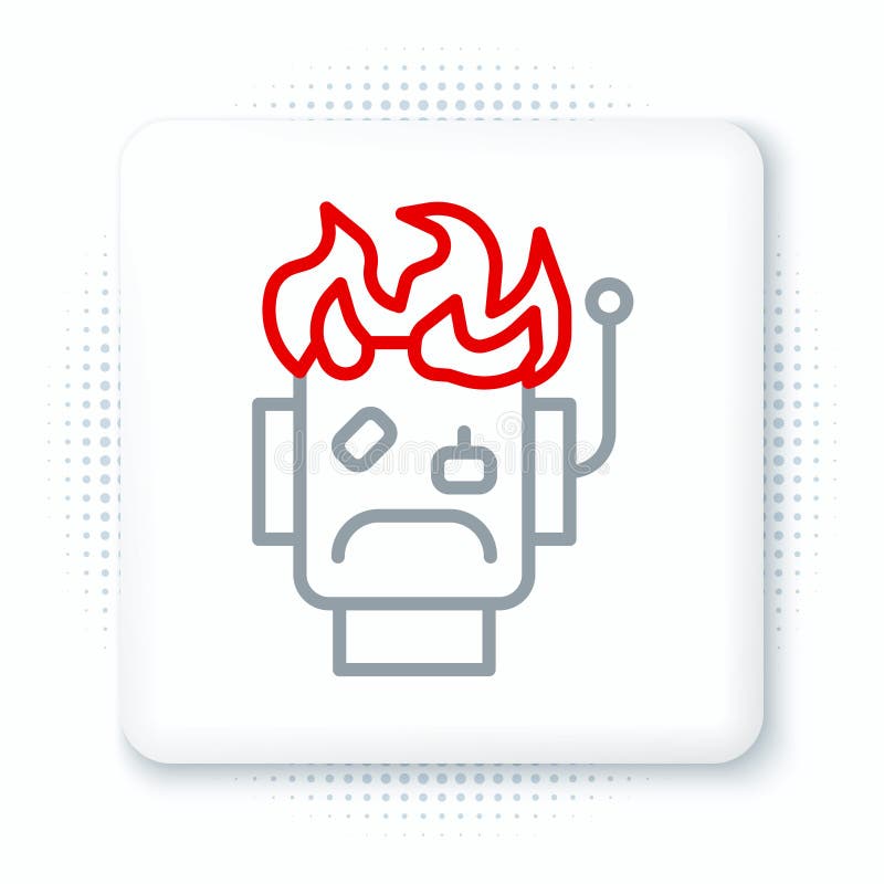 Line Robot Burned Out Icon Isolated on White Background. Colorful ...