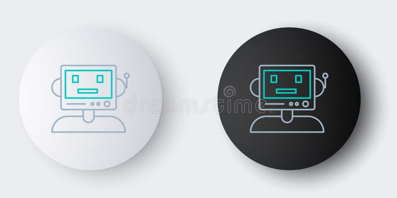 Line Robot Icon Isolated on Grey Background. Colorful Outline Concept ...