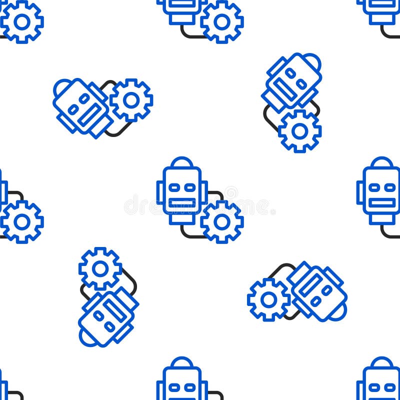 Line Robot Setting Icon Isolated Seamless Pattern on White Background ... Line Robot Setting Icon Isolated Seamless Pattern on White Background ...