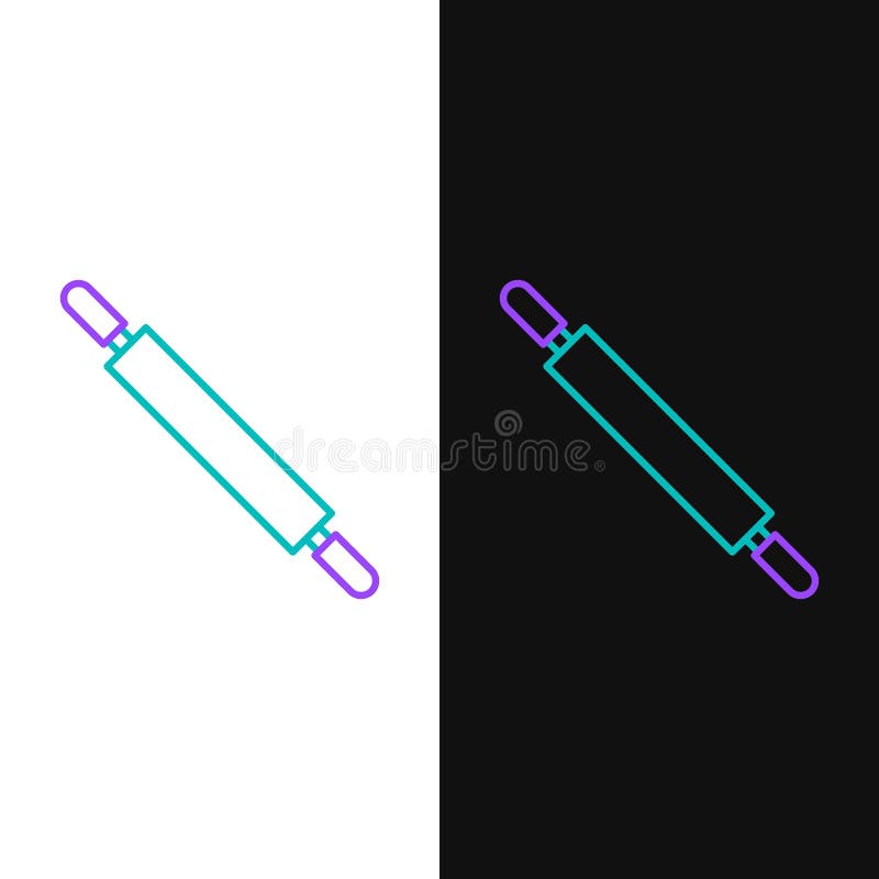 Line Rolling Pin Icon Isolated on White and Black Background. Colorful ...