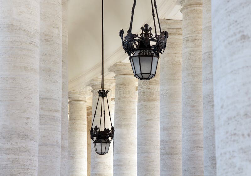 A Line of Roman Style Columns Along the Corridor Stock Photo - Image of ...