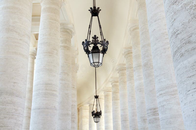 A Line of Roman Style Columns Along the Corridor Stock Photo - Image of ...