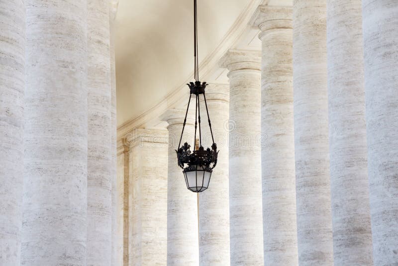 A Line of Roman Style Columns Along the Corridor Stock Image - Image of ...