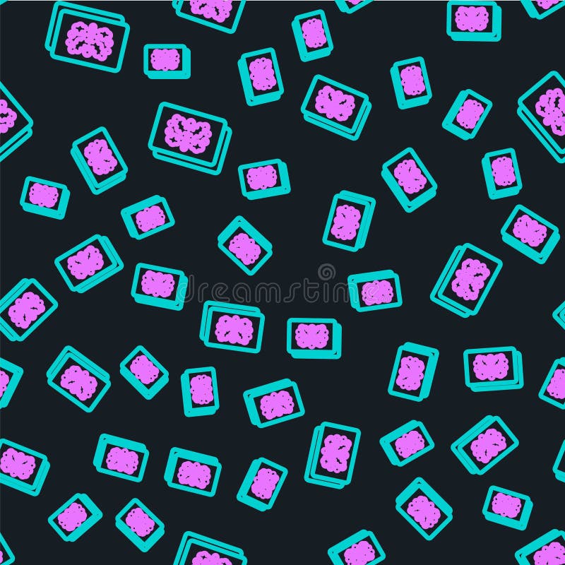 Line Rorschach Test Icon Isolated Seamless Pattern on Black Background ...