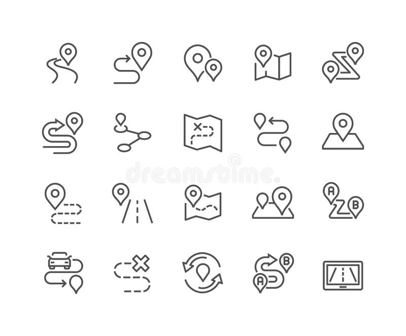 Line Route Icons stock vector. Illustration of cartography - 72793967