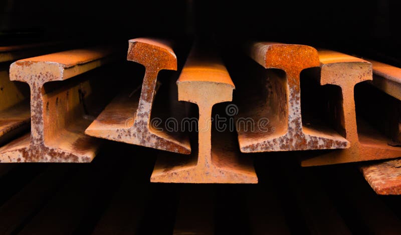 A line of rusted I beams stock image. Image of iron, rusted - 98693461