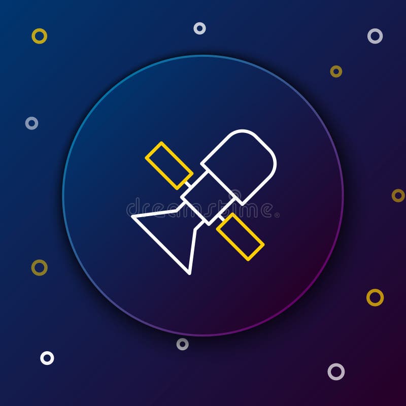 Line Satellite Icon Isolated on Blue Background. Colorful Outline ...