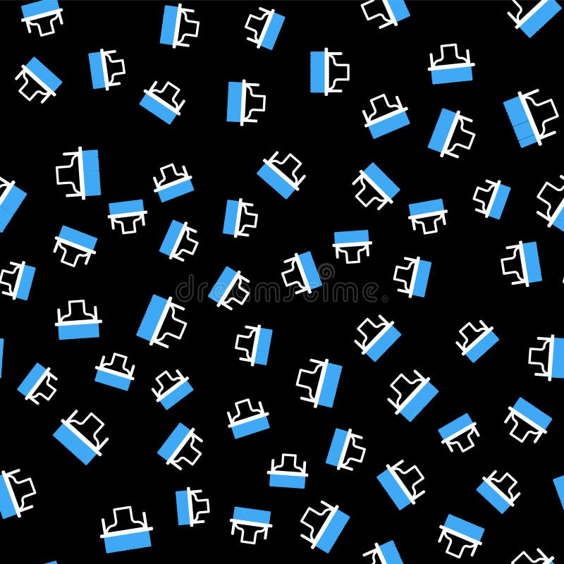 Line Scanner Scanning Bar Code Icon Isolated Seamless Pattern on Black ...