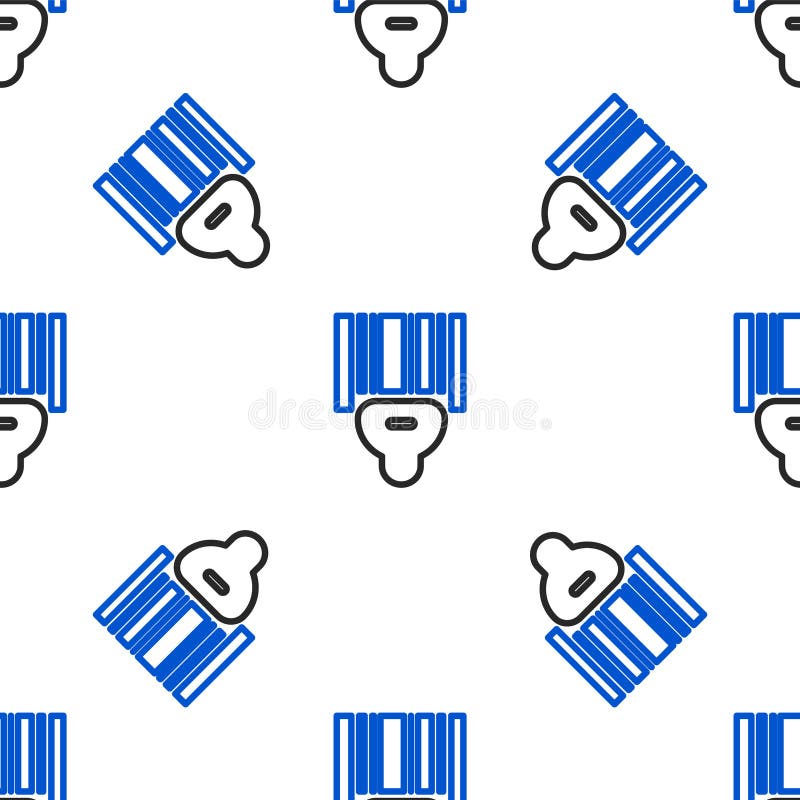 Set Line Scanner Scanning Bar Code Icon Isolated on Blue Background ...