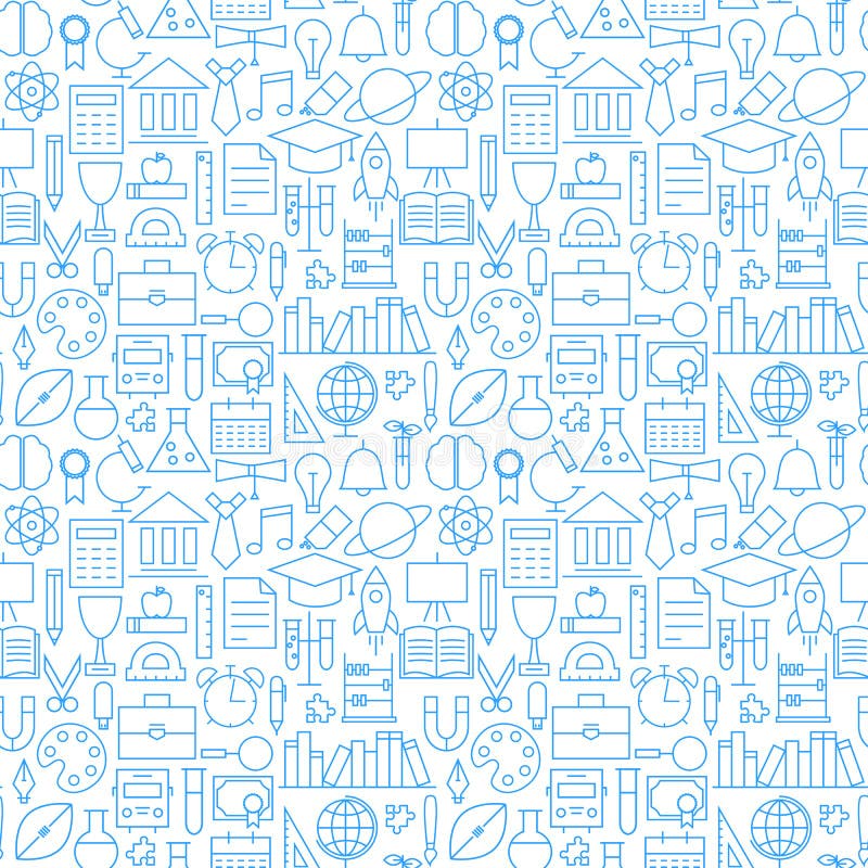 Line School Education Graduation Seamless White Pattern Stock Vector ...