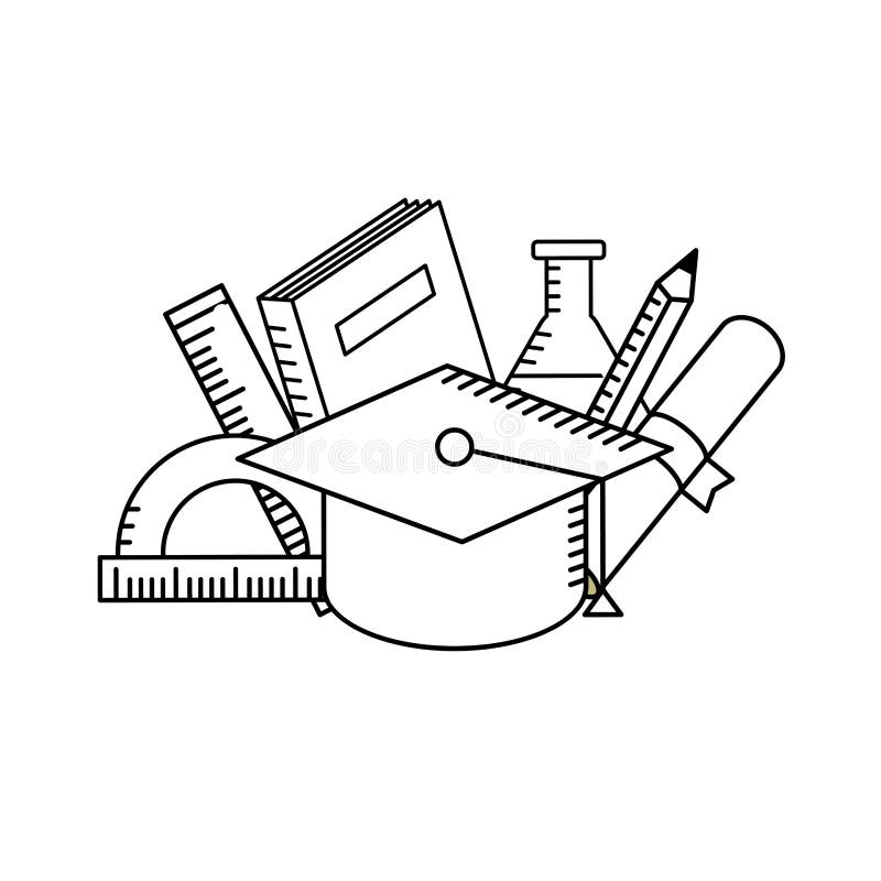 Line School Tool Elements To Education Study Stock Vector ...