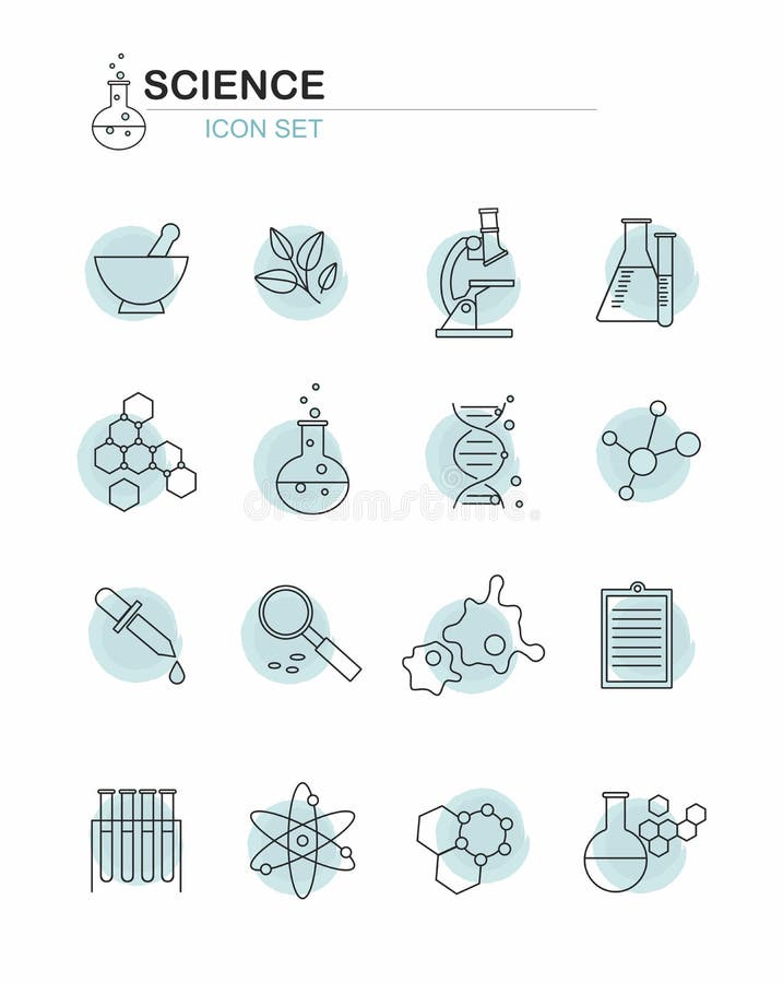 Line Science Icons Set on White Background Stock Vector - Illustration ...