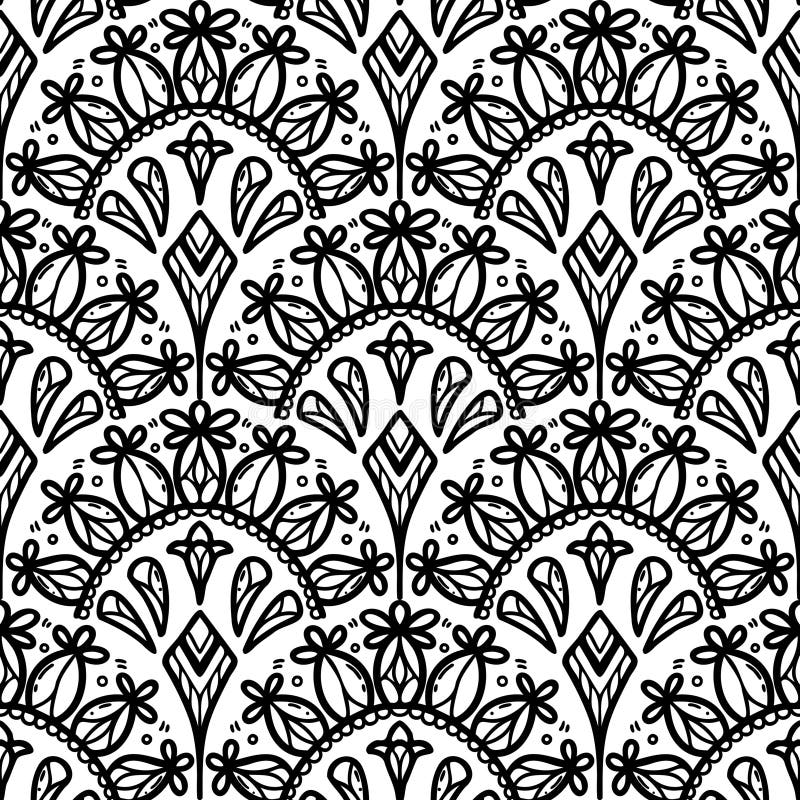 250658 Line Scribble Scallop Repeat Pattern Stock Illustration ...