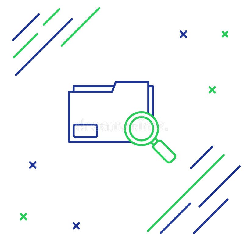 Line Search Concept with Folder Icon Isolated on White Background ...