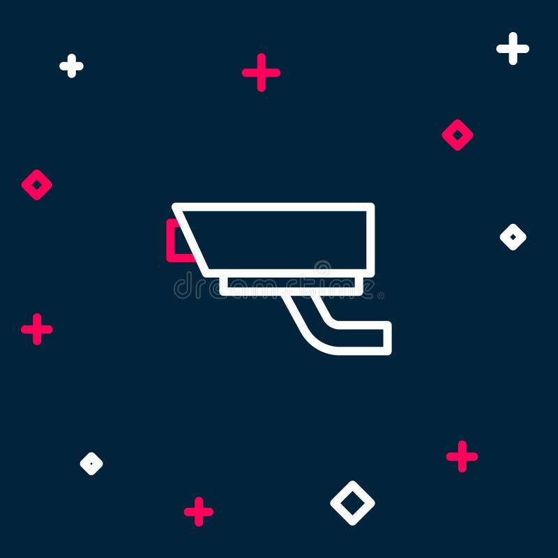 Line Security Camera Icon Isolated on Blue Background. Colorful Outline ...