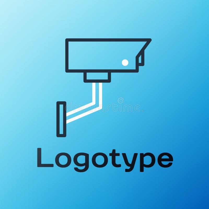 Line Security Camera Icon Isolated on Blue Background. Colorful Outline ...