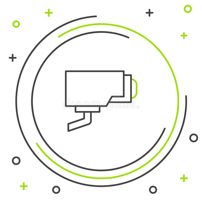 Line Security Camera Icon Isolated on White Background. Colorful ...