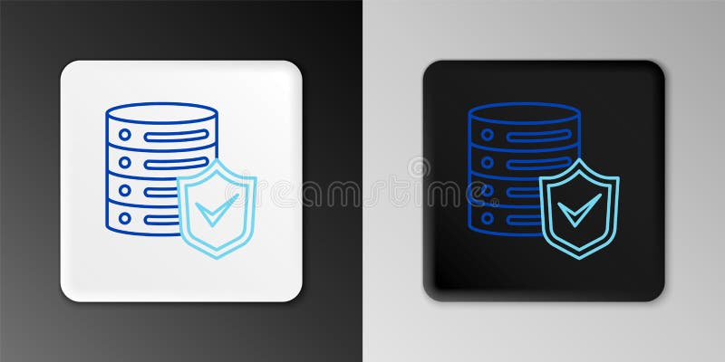 Line Server with Shield Icon Isolated on Grey Background. Protection ...
