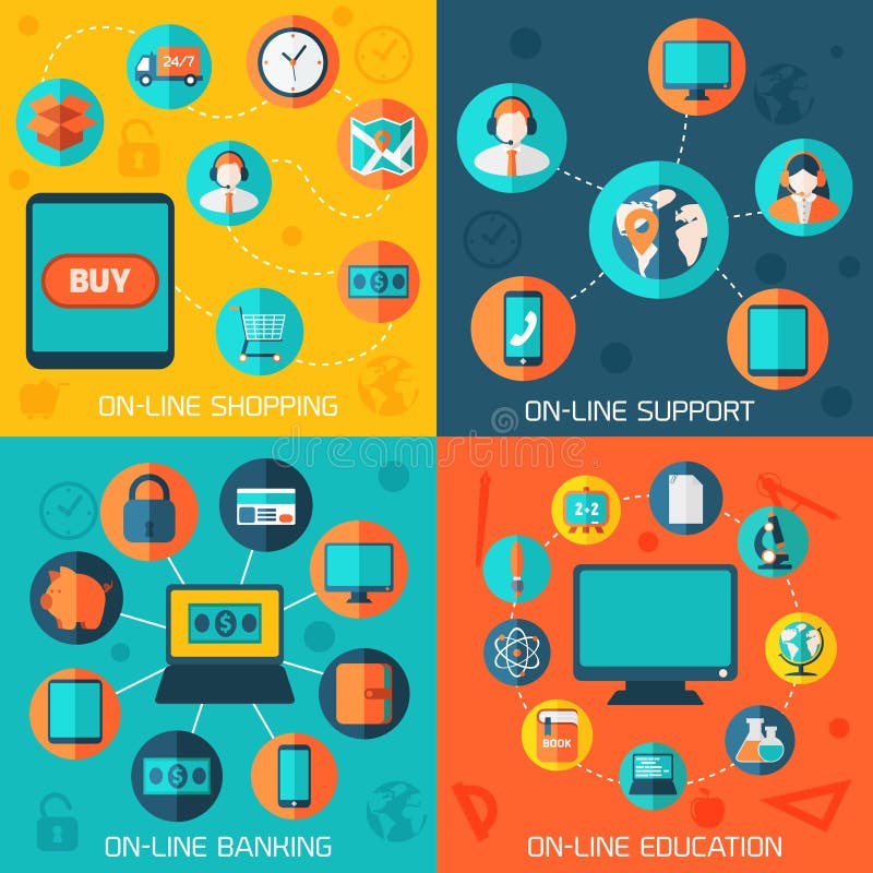 On-line Services Infographics Background. Stock Illustration ...