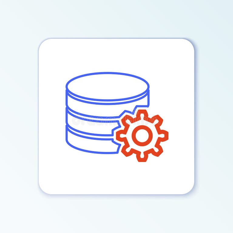 Line Setting Database Server Icon Isolated on White Background ...