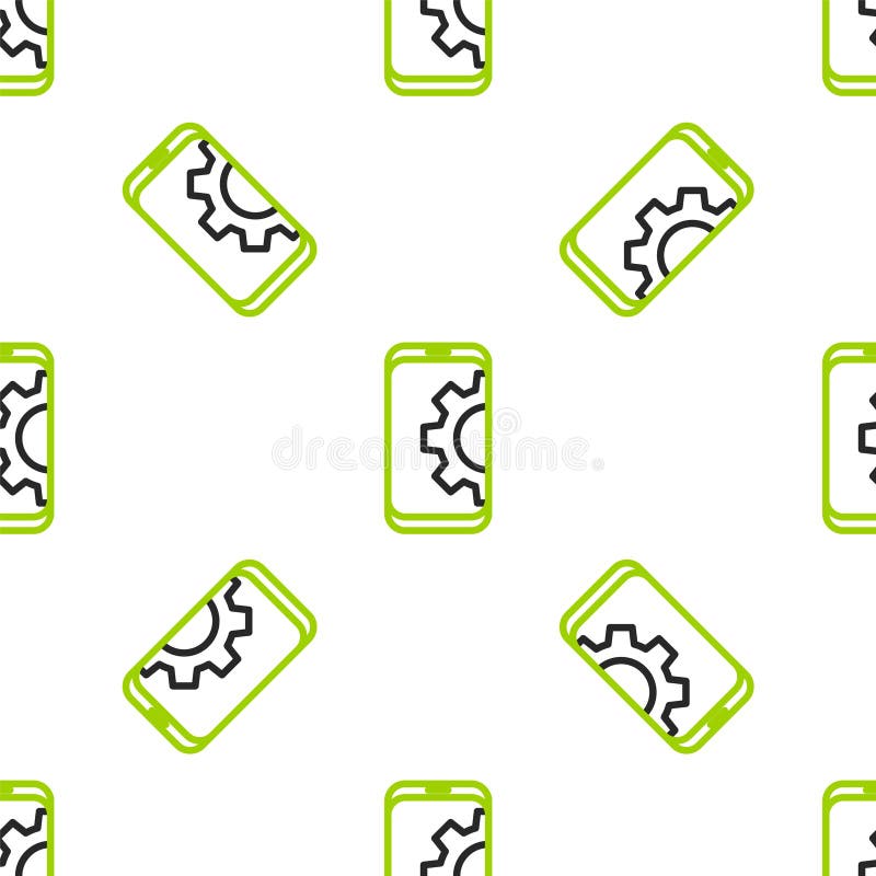 Line Setting on Smartphone Icon Isolated Seamless Pattern on White ...