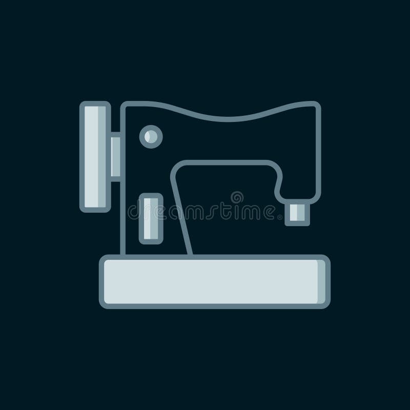 Line Sewing Machine Icon Isolated on Black Background. Flat Filled ...