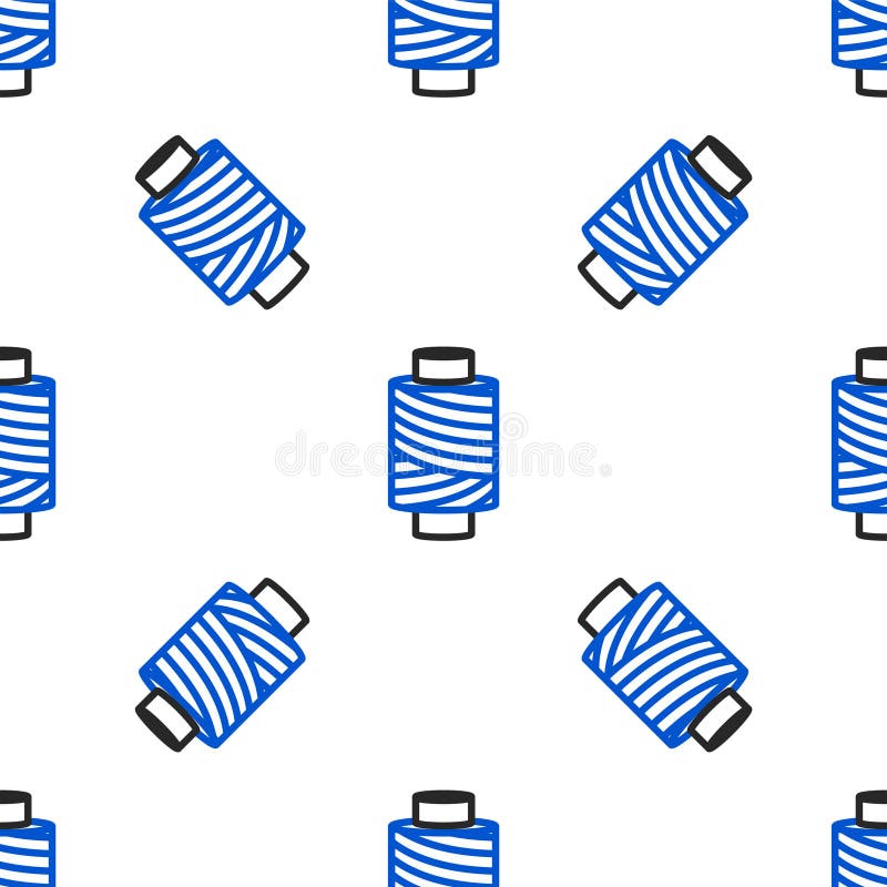 Line Sewing Thread on Spool Icon Isolated Seamless Pattern on White ...