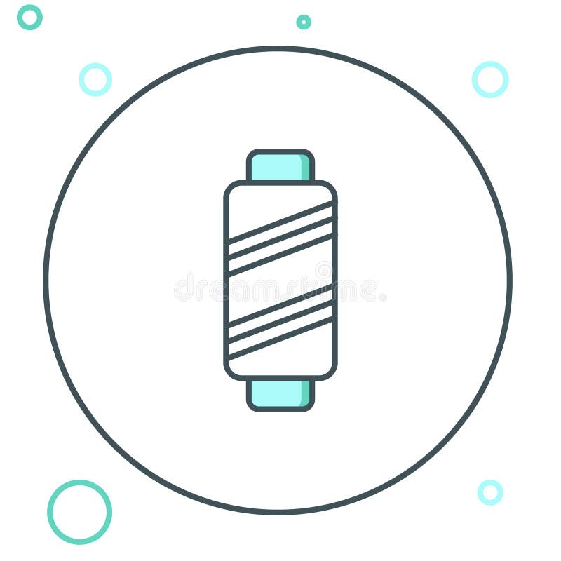 Line Sewing Thread on Spool Icon Isolated on White Background. Yarn ...