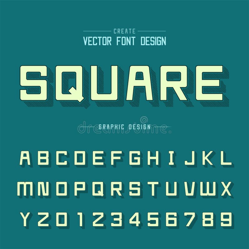 Line Shadow Font And Alphabet Vector, Letter Style Typeface And Number ...