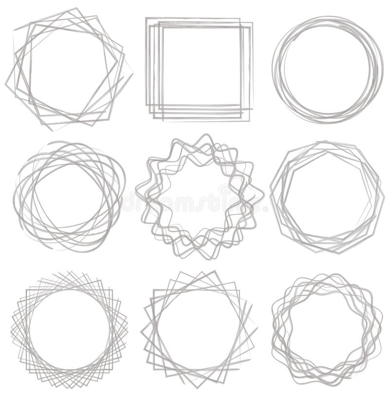 Line Shape Art Frame Set 03 Stock Vector - Illustration of design ...