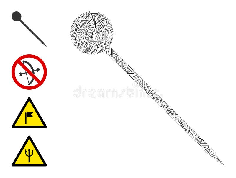 Line Sharp Pin Icon Vector Collage Stock Vector - Illustration of ...