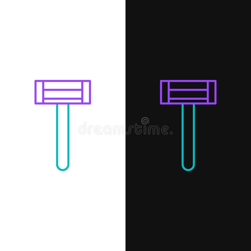 Line Shaving Razor Icon Isolated on White and Black Background ...