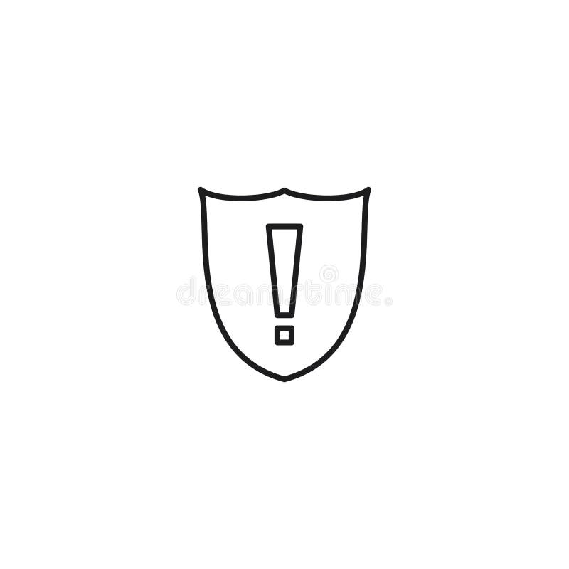 Shield with Exclamation Mark Icon Vector. Protection Warning ...