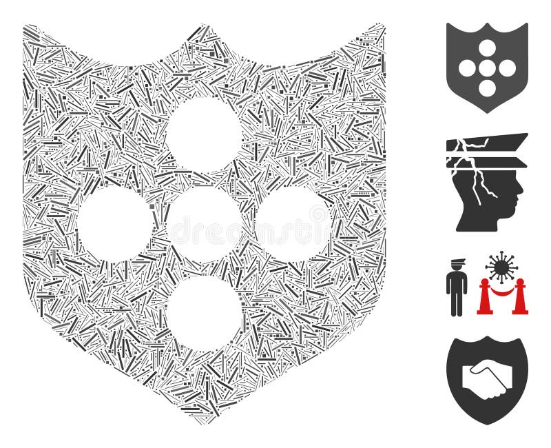 Line Shield Icon Vector Collage Stock Vector - Illustration of hatch ...