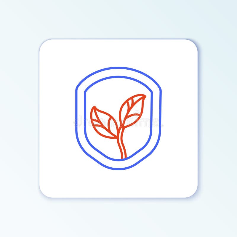 Red Shield with Leaf Icon Isolated on White Background. Eco-friendly ...