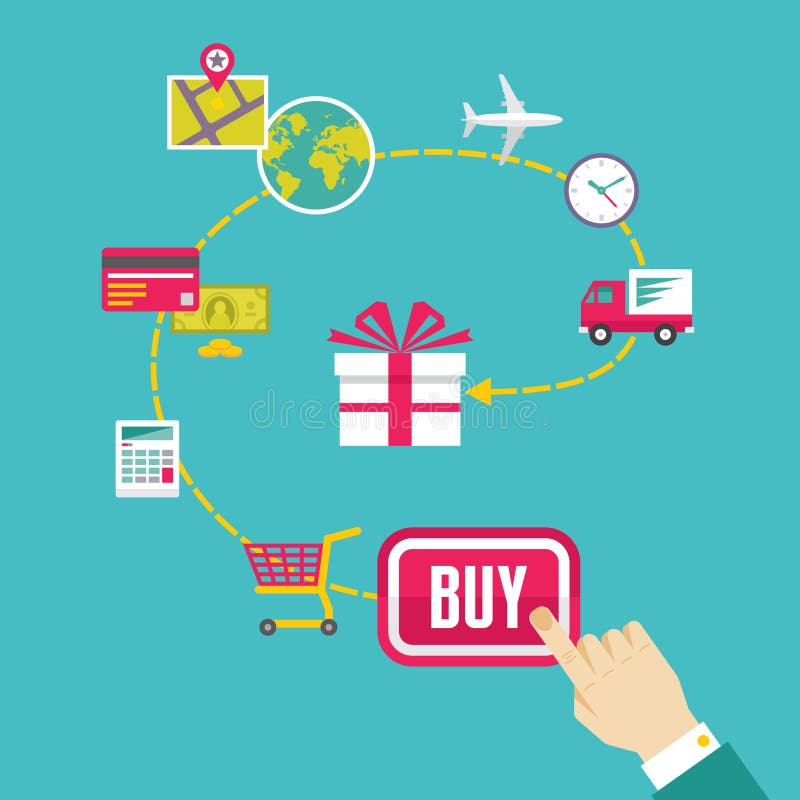 Modern Flat Thin Line Design Vector Illustration, Concept of Online ...