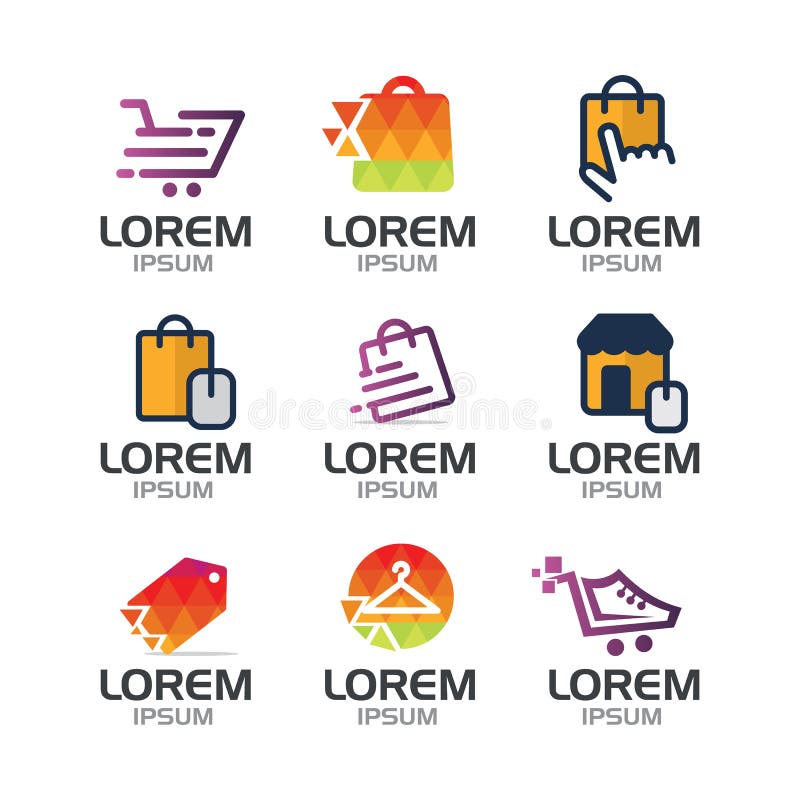 On-line-Shop Logo Set vektor abbildung. Illustration von markt - 92712162