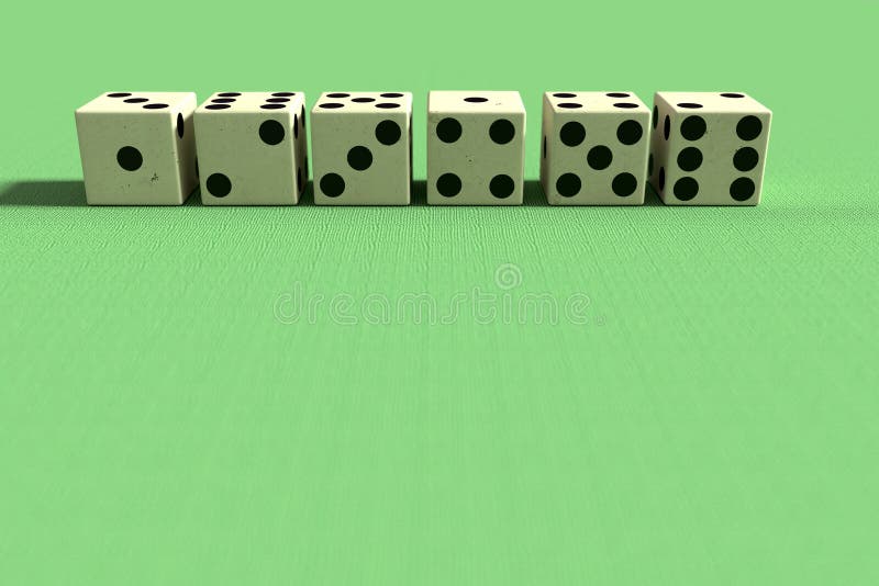 Line of Six Dice in Close-up Stock Illustration - Illustration of ...