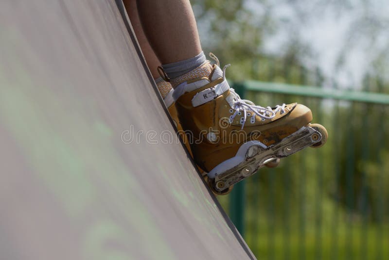 In-line Skater in Outdoor Skatepark Stock Photo - Image of extremal ...