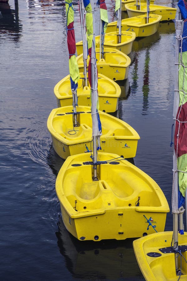 Yellow boats stock photo. Image of exercise, kayak, pond - 58644632