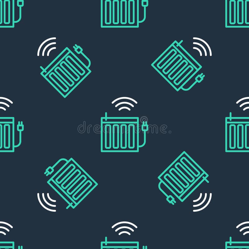 Line Smart Heating Radiator System Icon Isolated Seamless Pattern on ...