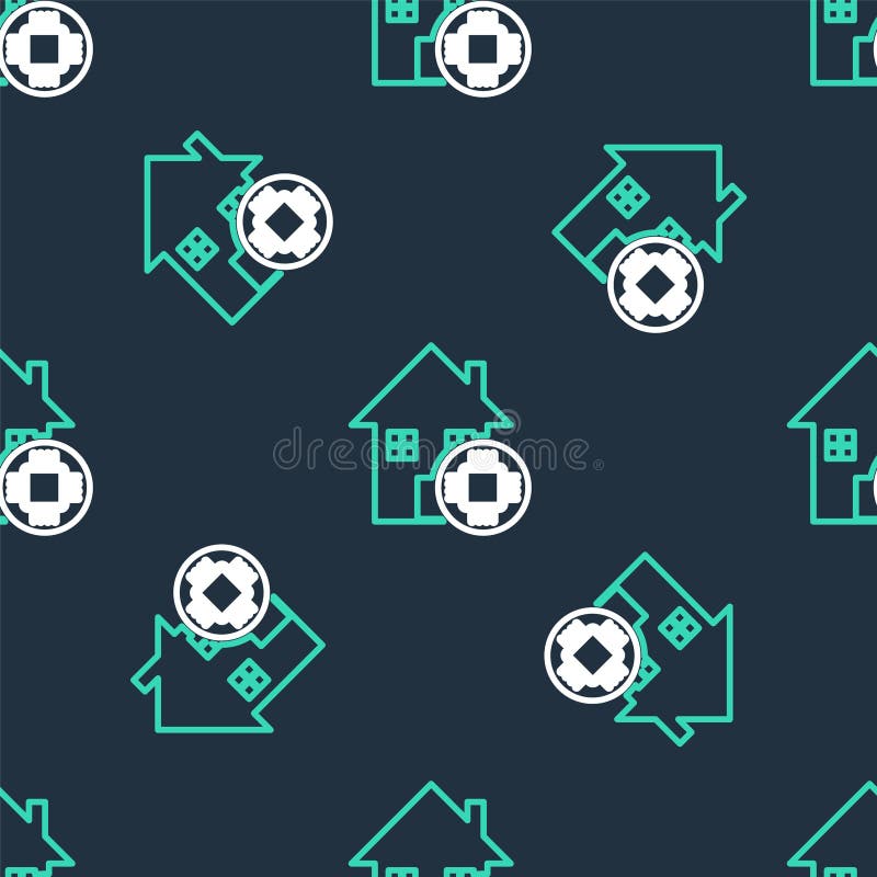 Line Smart Home Icon Isolated Seamless Pattern on Black Background ...