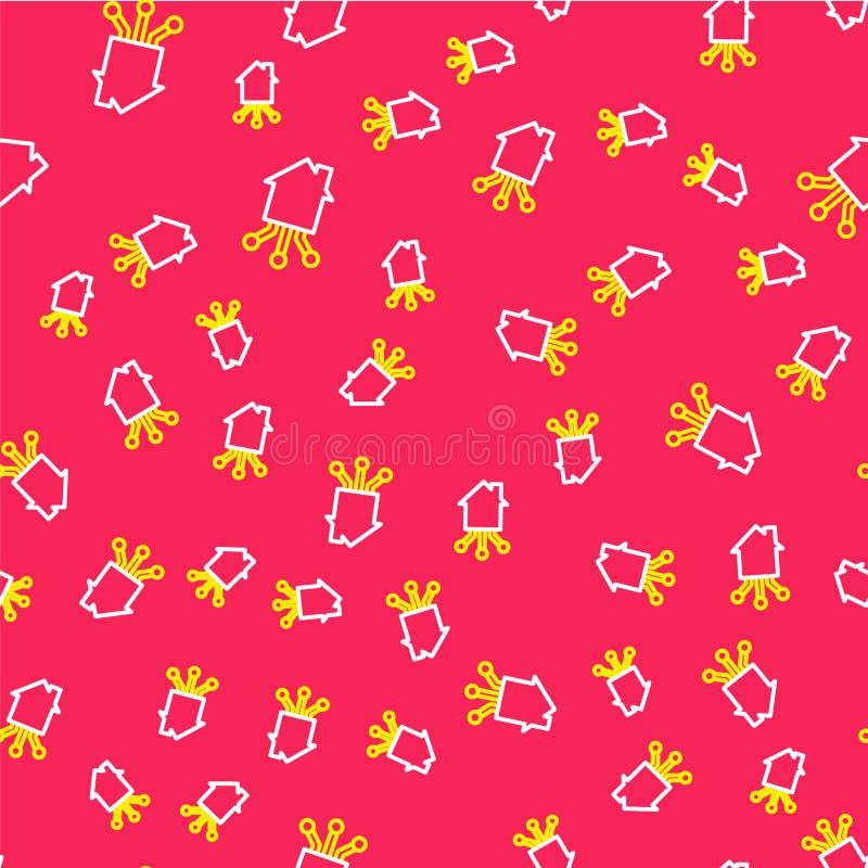 Line Smart Home Icon Isolated Seamless Pattern on Red Background ...