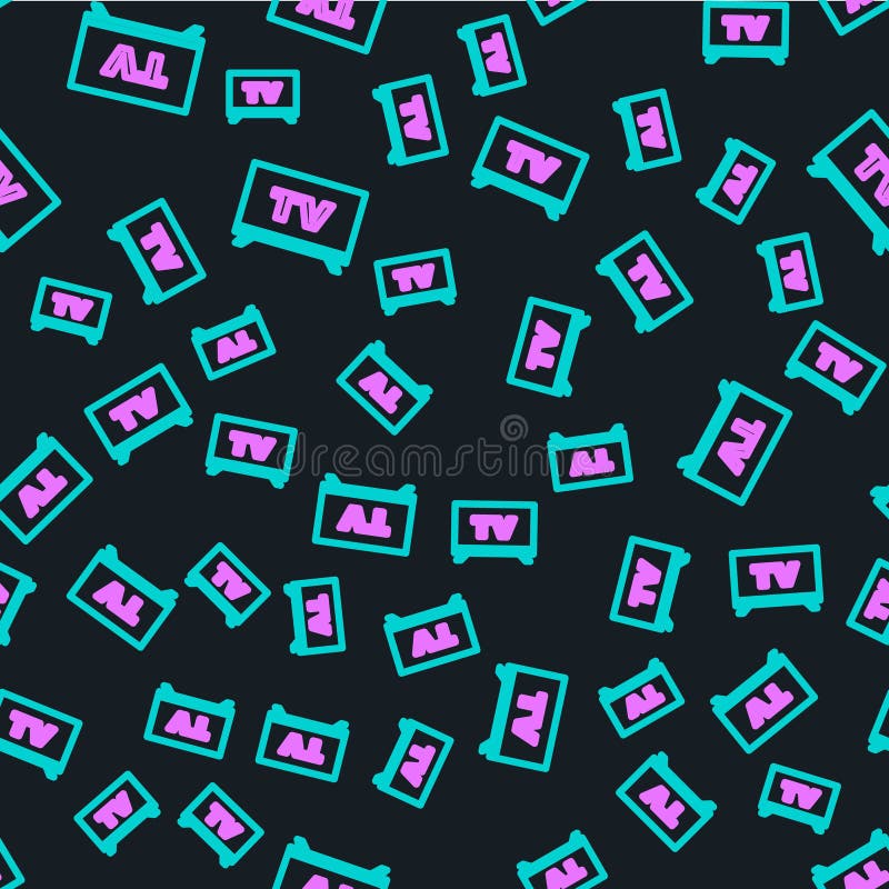 Line Smart Tv Icon Isolated Seamless Pattern on Black Background ...