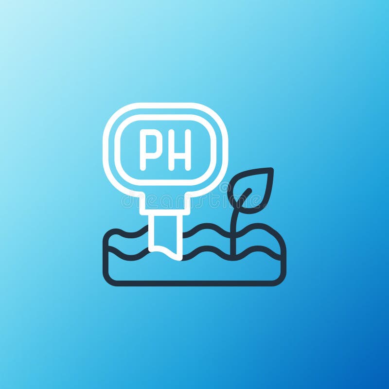 Line Soil Ph Testing Icon Isolated on Blue Background. PH Earth Test ...