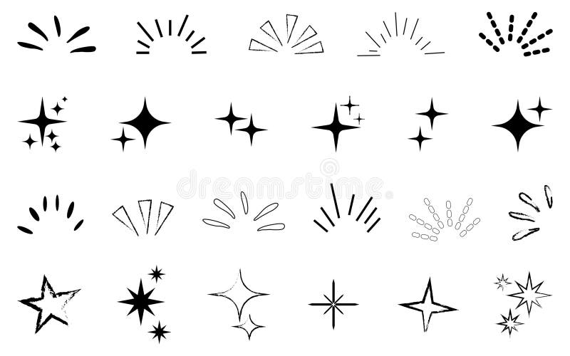 Line Sparkle Set Radial Energetic Visual Element Comic Style Decorative ...